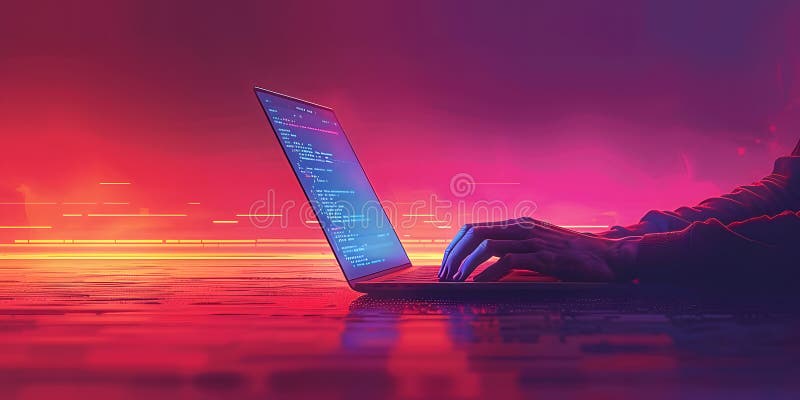 Hands-on Coding: a Moment of Focus Stock Illustration - Illustration of ...