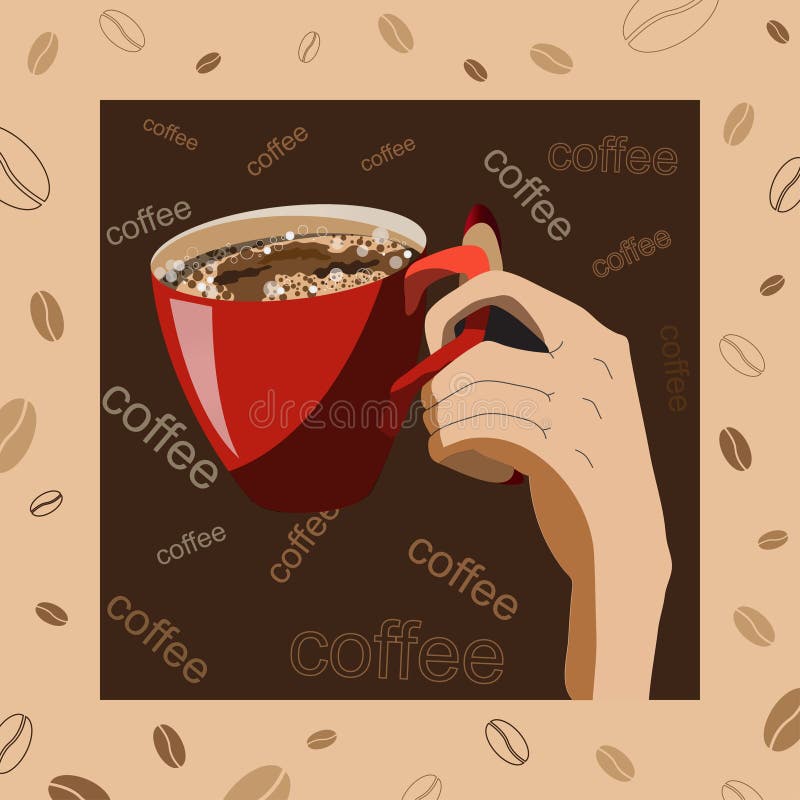 Hands with coffee cups stock vector. Illustration of drink - 177865494