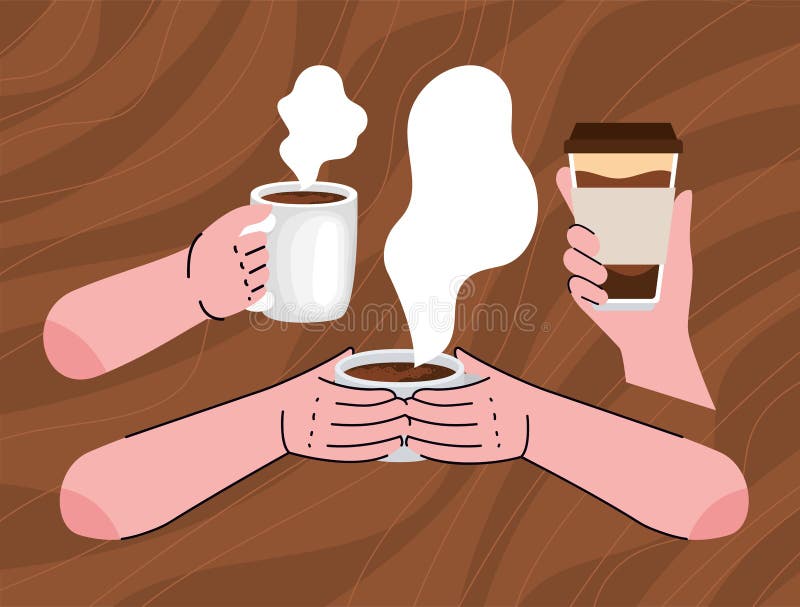 Hands with coffee stock illustration. Illustration of organic - 253184708