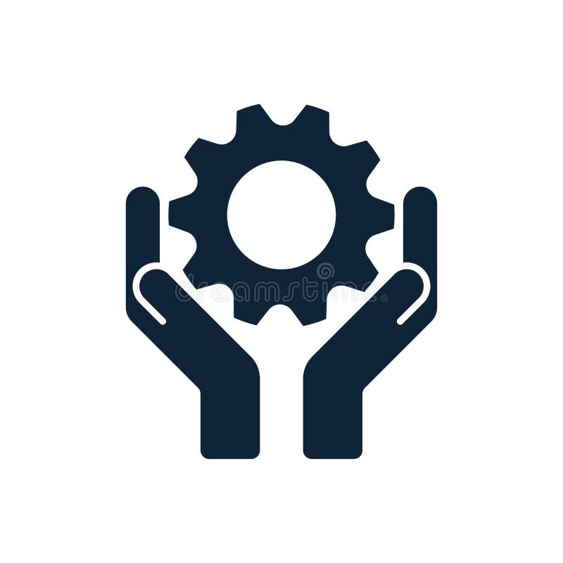 Hands with Cog Wheel or Gear Icon Stock Vector - Illustration of ...