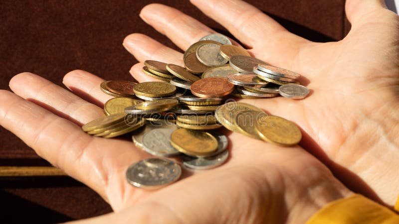 Hands with coins stock image. Image of banking, business - 232684617