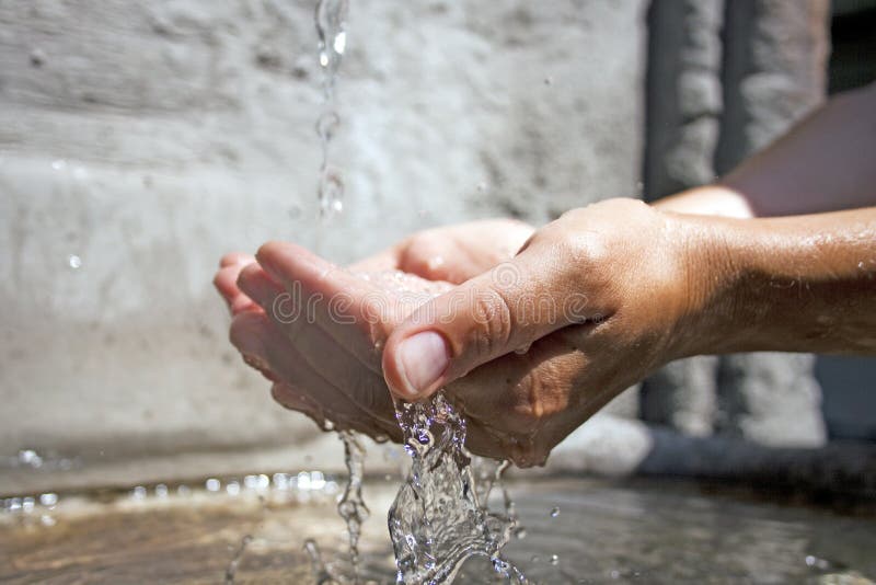 Water Flowing into the Man S Hands Stock Photo - Image of balance ...