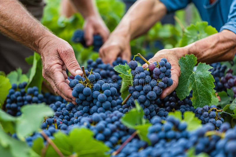 Hands Collecting Bunches of Blue Grapes Stock Image - Image of food ...