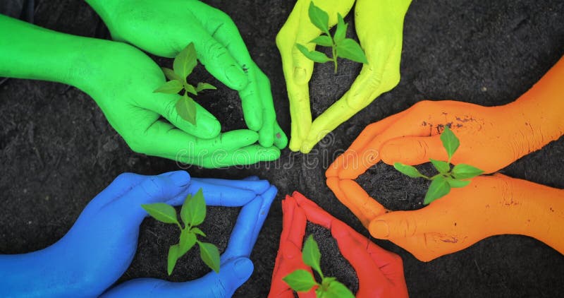 Hands, Colorful and Soil in Nature for Environment for Change in ...
