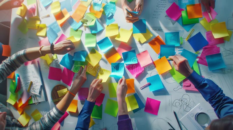 Hands with Colorful Sticky Notes.AI Generated Image Stock Image - Image ...