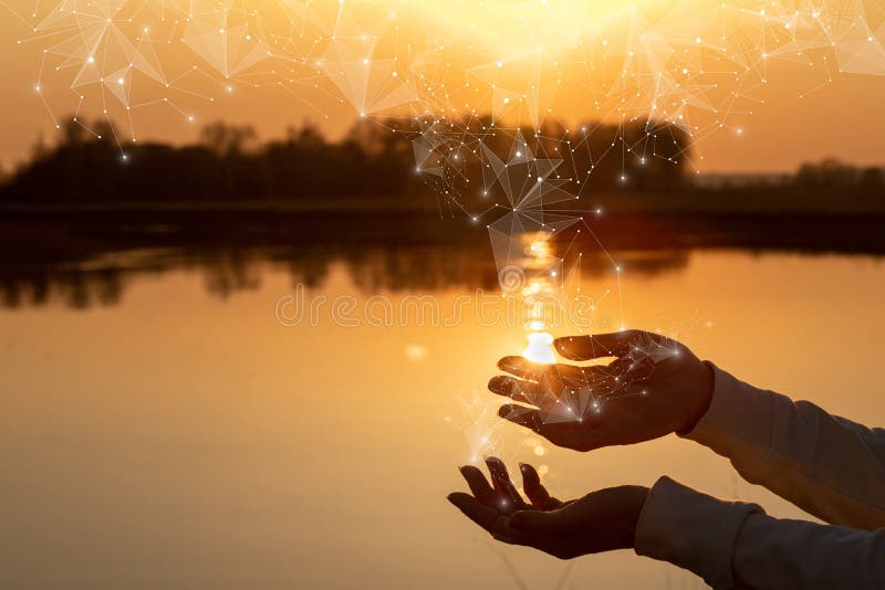 Hands Communicate with the Network Stock Image - Image of design ...