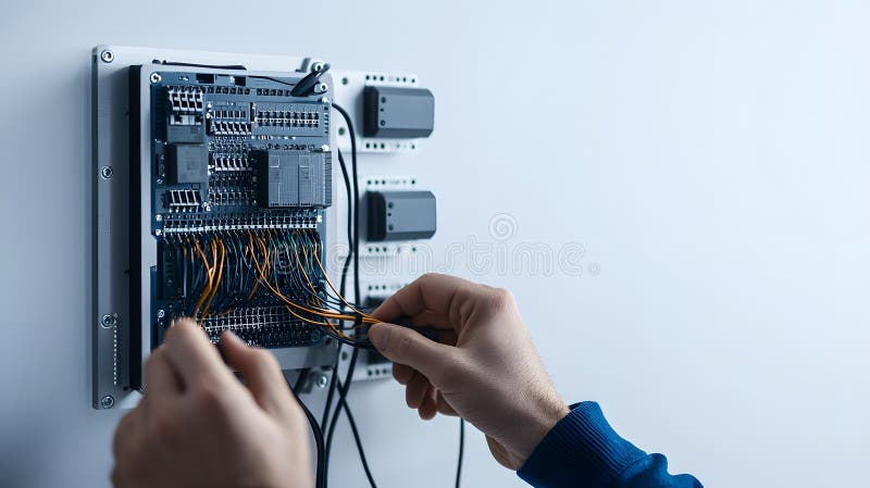 Hands Completing a Step-by-Step Installation Guide for Wiring and ...