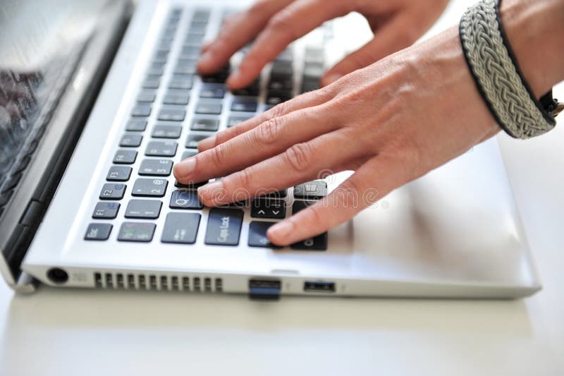 Hands on computer stock image. Image of woman, cheerful - 33047133