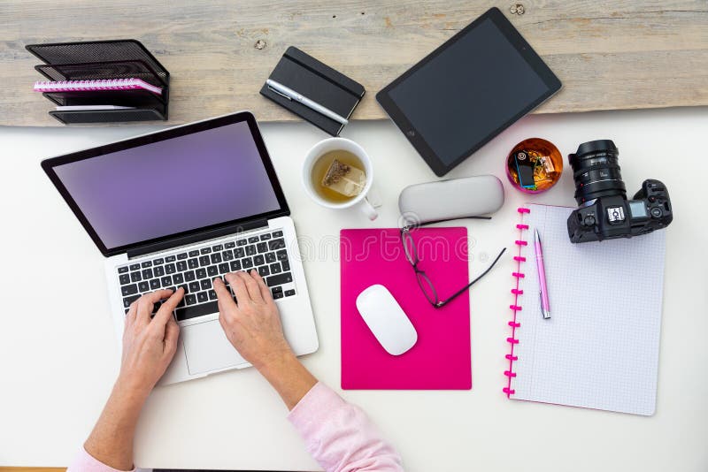 Hands on a Computer Keyboard from Above Stock Photo - Image of keyboard ...