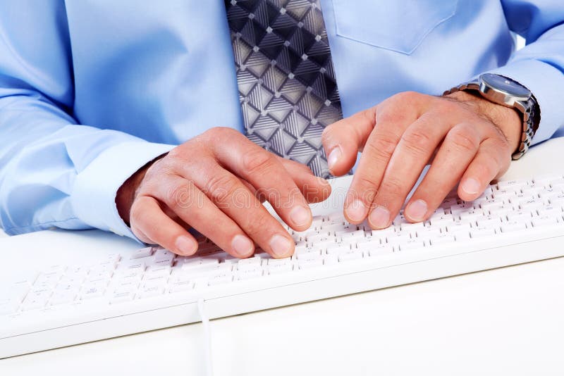 Hands with a Computer Keyboard. Stock Image - Image of information ...