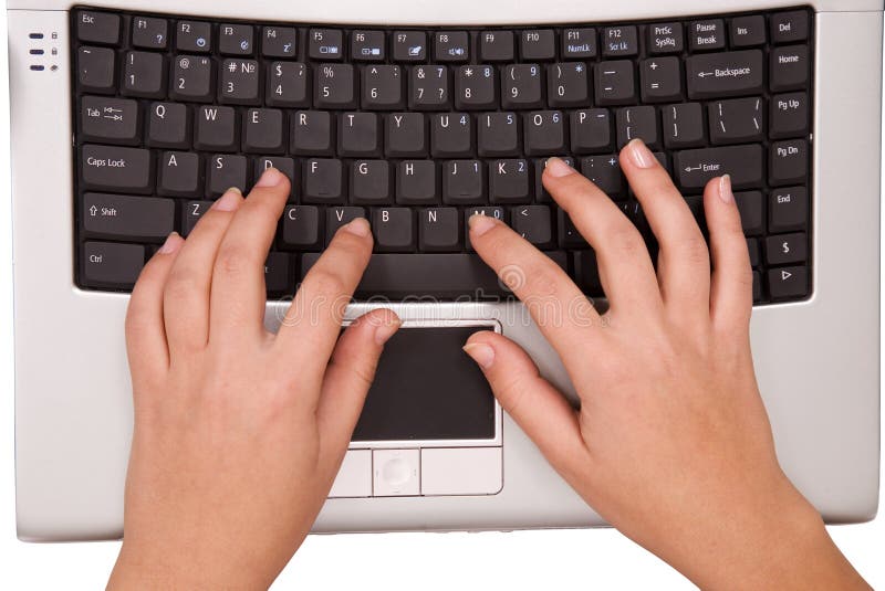Hands on Computer Keyboard from Top Stock Image - Image of laptop ...