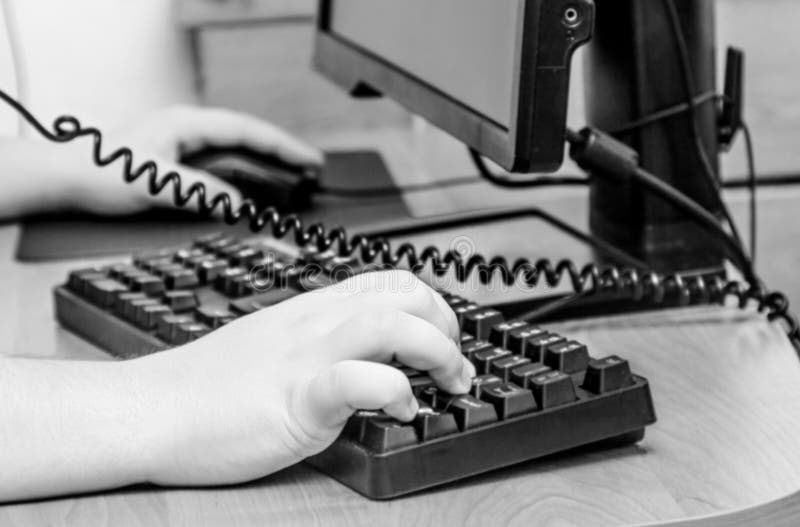Hands on computer keyboard stock photo. Image of button - 75290808
