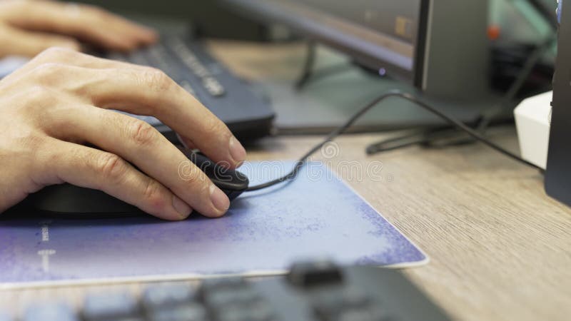 Hands with a Computer Mouse. the Work of an it Specialist Stock Footage ...