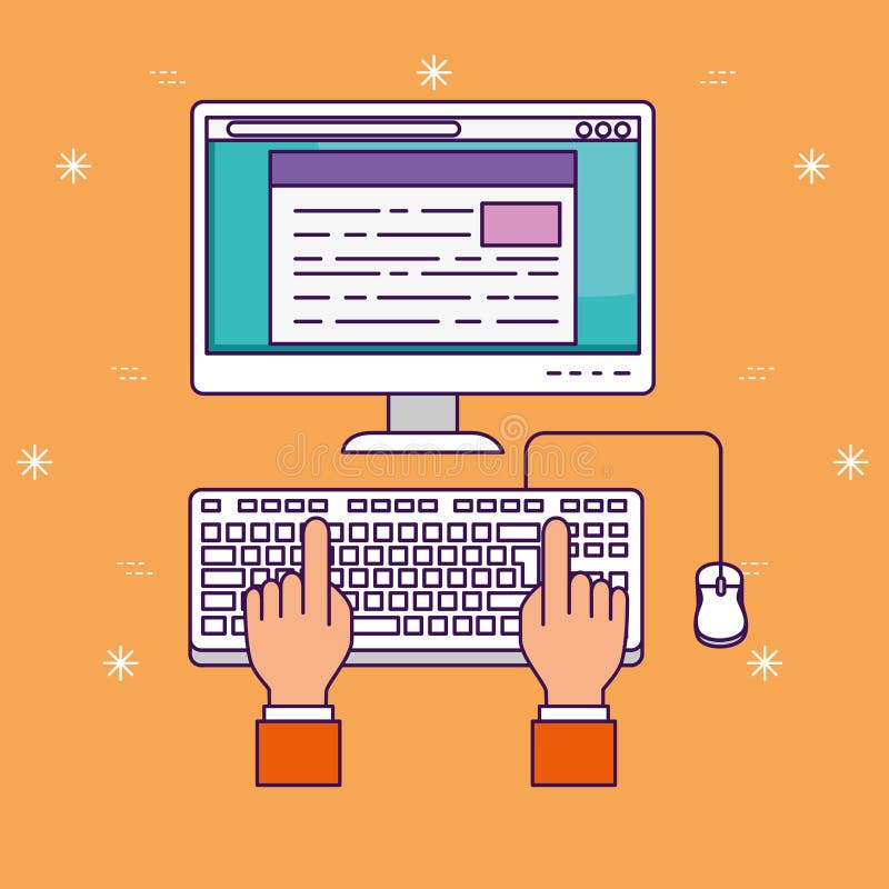 Hands with Computer Technology Education To Study Stock Vector ...