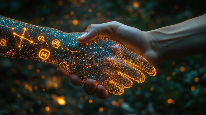 Hands Connect through Electrical Neural Pathways in a Vibrant Display ...