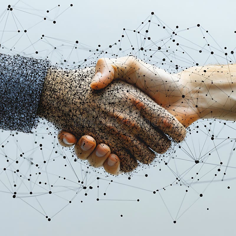 Hands Connected Together in Handshake with Network Patterns Stock ...