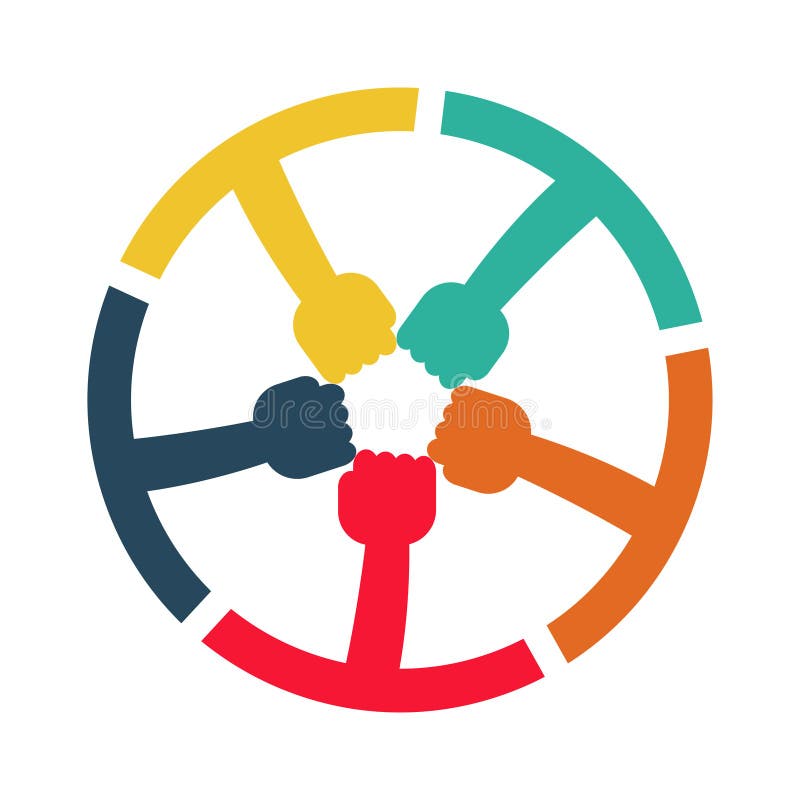 Hands Connecting Concept,Group of Holding Handle in a Circle the Summit ...