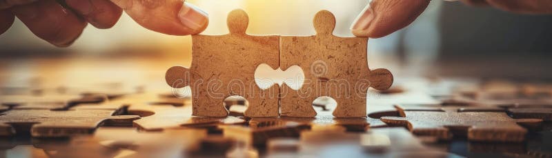 Hands Connecting Two Puzzle Pieces, Representing Unity and Teamwork ...