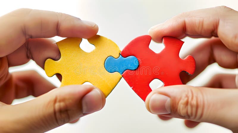 Hands Connecting Two Puzzle Pieces - Symbol of Problem-solving. Concept ...