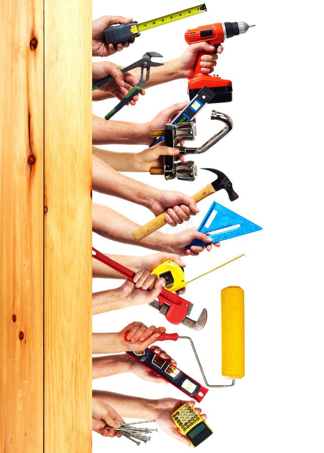 Hands with Construction Tools. Stock Photo - Image of constructor ...