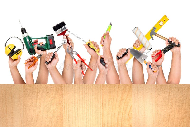 Hands with Construction Tools Stock Photo - Image of carpentry ...