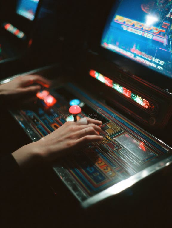 Bright Arcade Gaming Experience with Vibrant Lights and Engaging ...