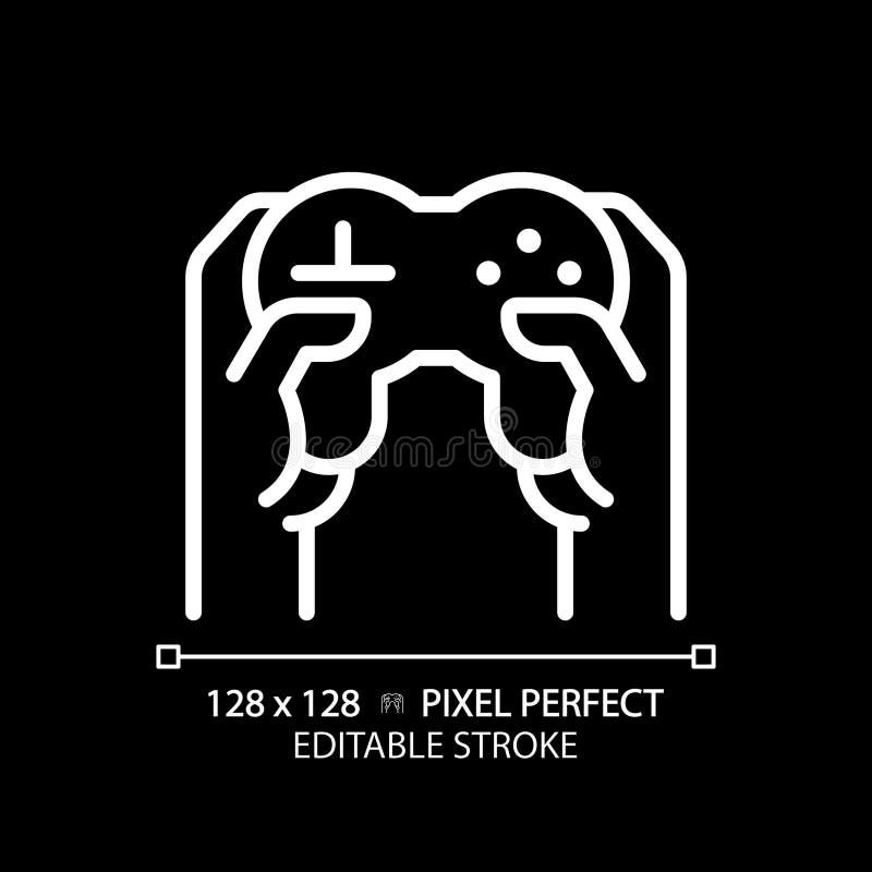 Hands with Controller Pixel Perfect White Linear Icon for Dark Theme ...