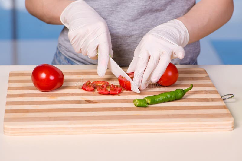 The Hands of Cook Preparing Salad Stock Photo - Image of dinner, apron ...