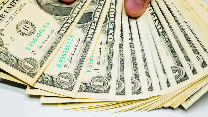 Hands Count Dollar Banknotes. Male Hands Counting a Stack of One-dollar ...