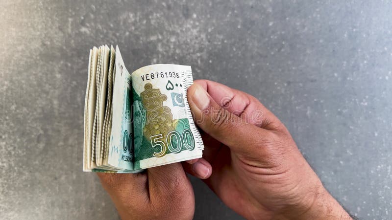 Hands Count Pakistan 500 Rupees Notes. Close-up View Stock Footage ...