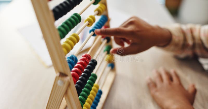 Hands, Counting and Child in Classroom, Abacus Beads and Learning of ...