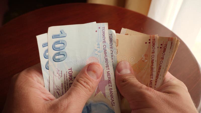 Counting Turkish banknotes stock video. Video of finance - 198506683