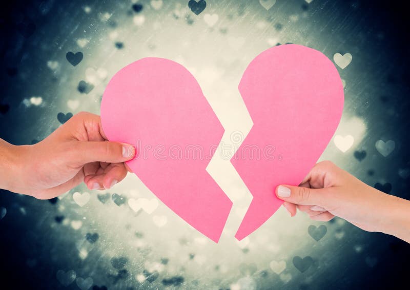 Hands of Couple Holding Broken Heart Stock Photo - Image of digitally ...