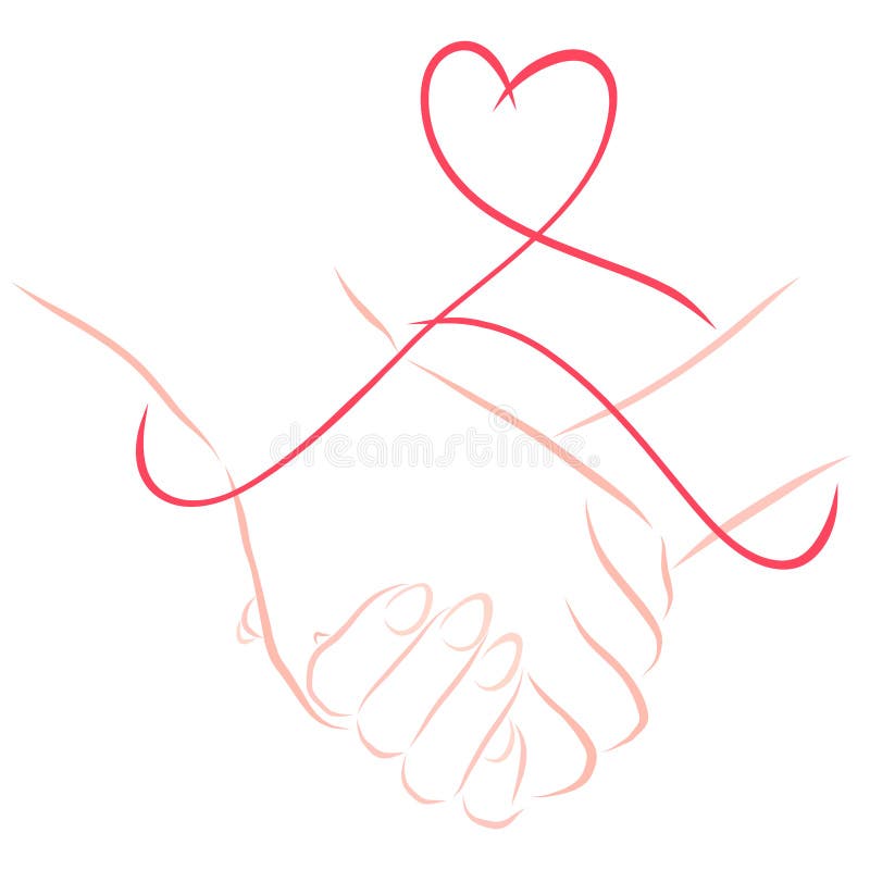Hands of a Couple in Love, Bound by a Thread of Feelings Stock ...