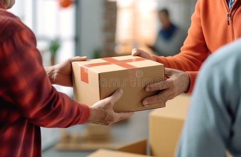 Hands of the Courier Pass the Parcel To the Client, Close-up ...