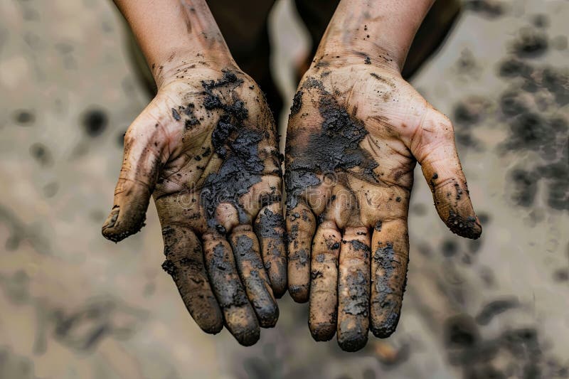 Hands Covered in Mud and Dirt Stock Image - Image of muddy, chores ...