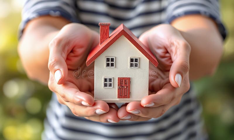 Hands Covering a Model Home, Symbolizing Home Insurance and Protection ...