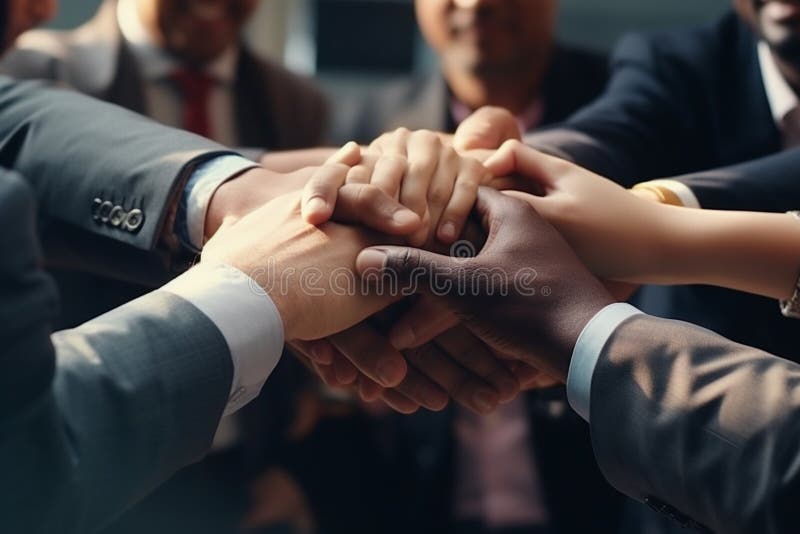 Hands of Coworkers Uniting in a Gesture of Successful Teamwork Stock ...