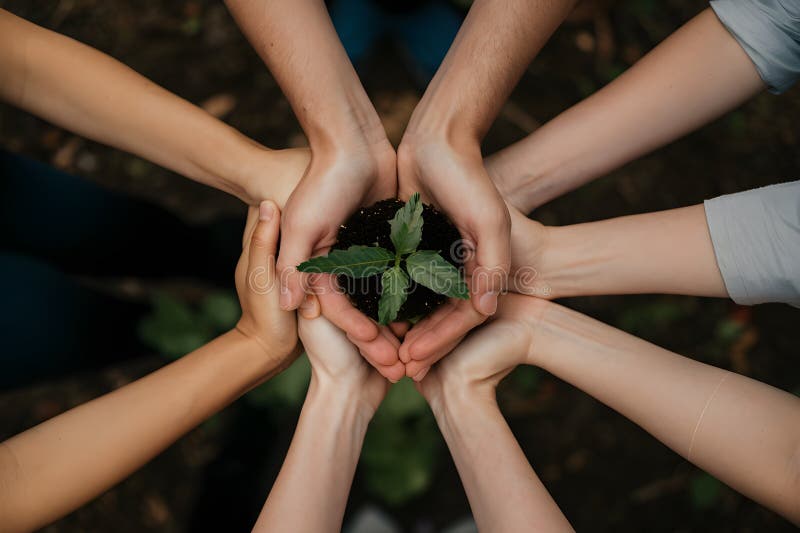 Hands Cradle Plant Symbolizing Unity, Growth, Collaboration, Community ...