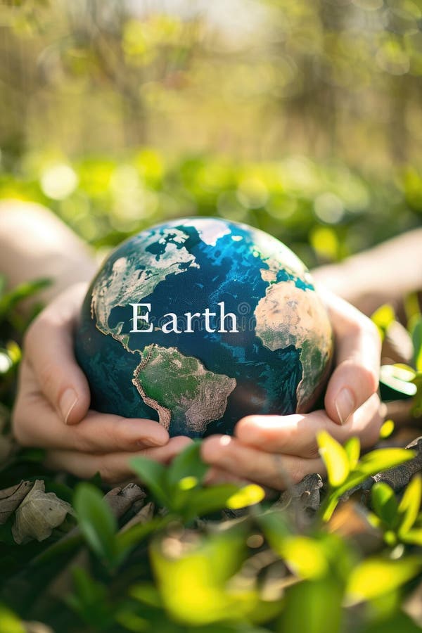 Hands Cradling Earth Globe on Greenery for Earth Day Stock Photo ...