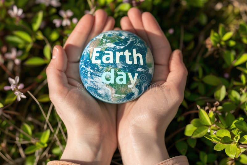 Hands Cradling Earth Globe on Greenery for Earth Day Stock Image ... Hands Cradling Earth Globe on Greenery for Earth Day Stock Image ...