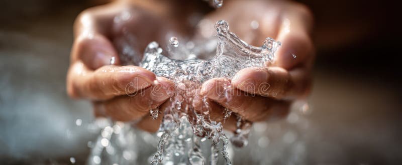 The Hands Cradling Water in a Gentle and Refreshing Splash.AI Generated ...
