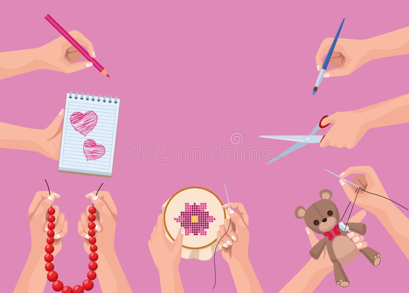 Hands Craft and Diy Projects Stock Vector - Illustration of ...