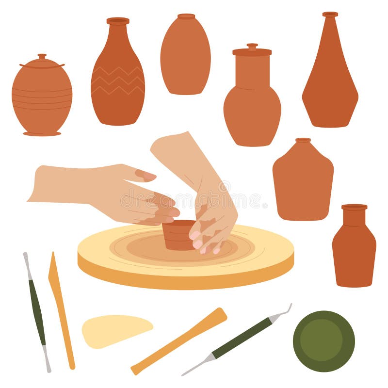 Hands Craft Pottery Icons stock vector. Illustration of application ...