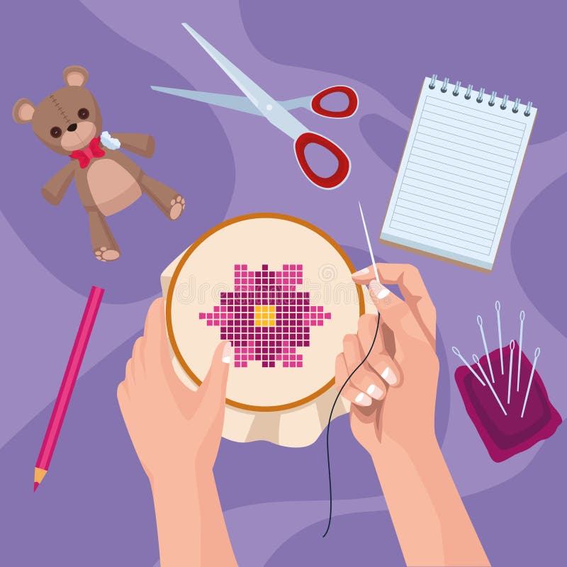 Hands with craft project stock vector. Illustration of color - 224821348