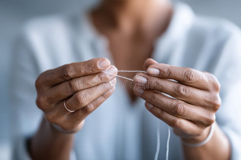Hands Create Connection through String Art while Showcasing Creativity and Gentle Touch in a ...