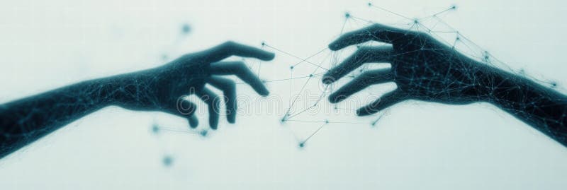 Hands Create Connections with Lines and Dots To Symbolize Communication ...