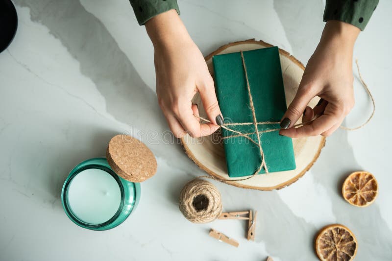 Hands Creating Christmas Decorations from Recycled Materials Stock ...