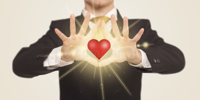 Hands Creating a Form with Shining Heart Stock Image - Image of ...