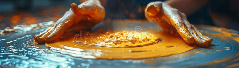 Hands Creating Pottery on a Wheel Stock Image - Image of handiwork ...